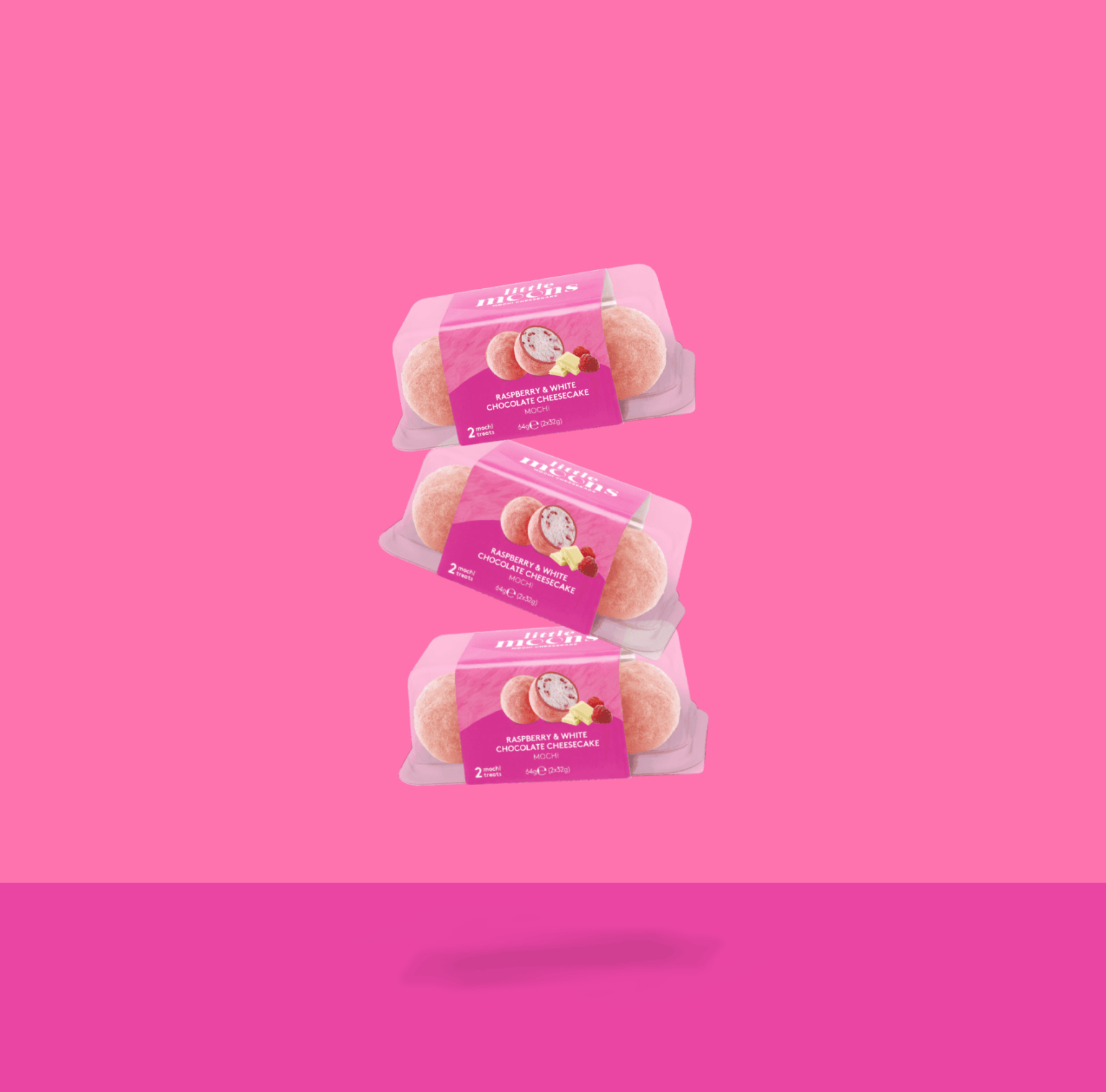 Raspberry & White Chocolate Mochi Cheesecake - Little Moons